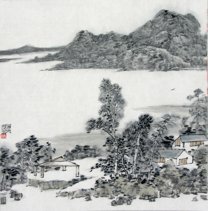 国画沈周山水小品周山水小品周最得意山水画大山谷图库